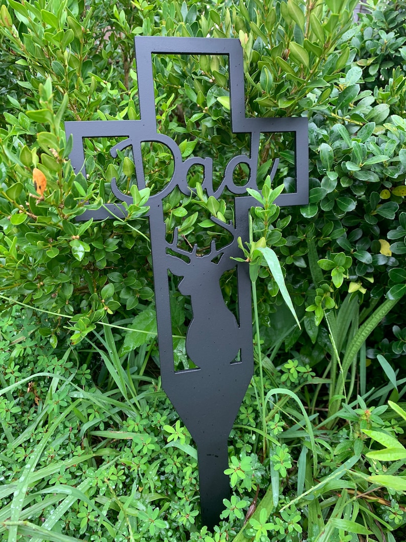 Memorial Cross Stake Metal Grave Marker Hunter in Memory - Etsy