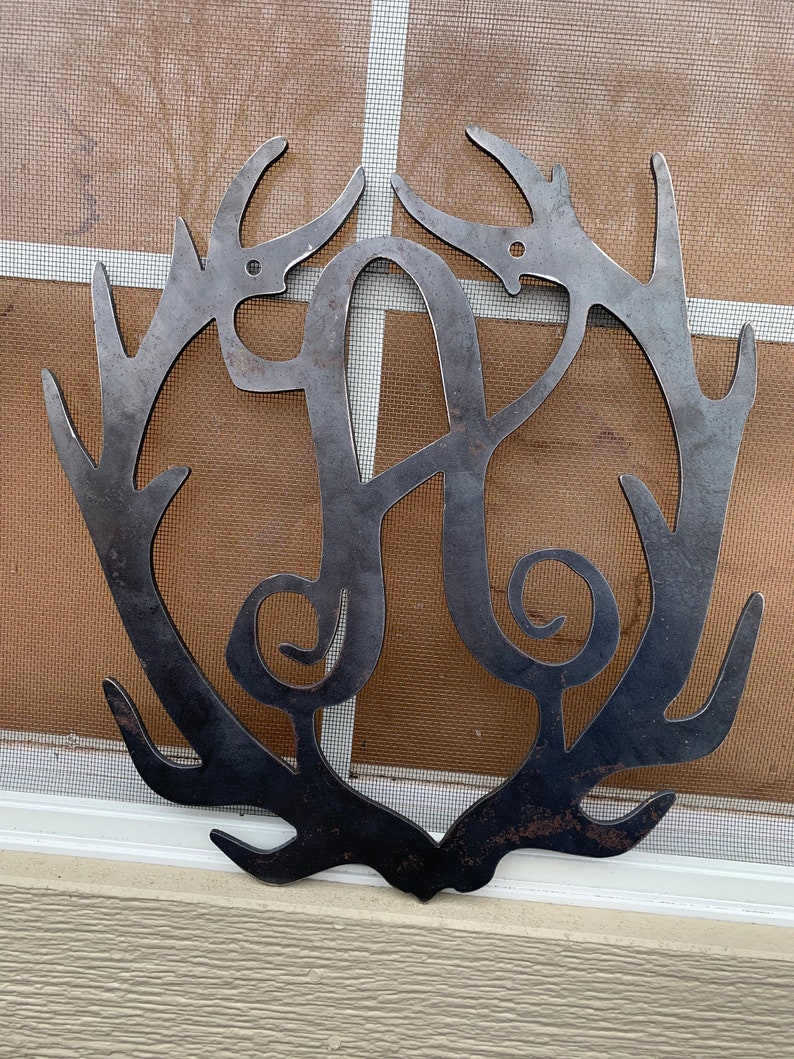 Monogram Antler Decor Hunting Decor Door Hanger Outdoor | Etsy