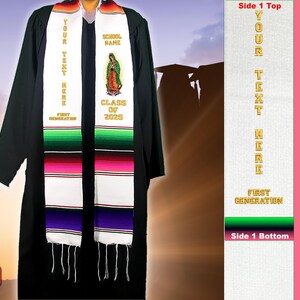 Mexican Graduation Sash Stole Class of 2025, First Generation. Black ...