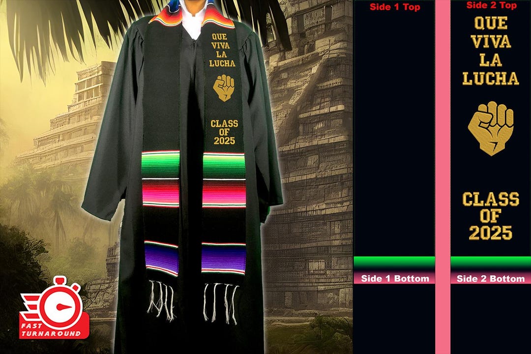 Graduation Mexican Sash Stole Class of 2025 "que Viva La Lucha" - Etsy