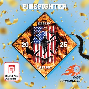 Grad Cap Topper "fire Fighter" Theme - Etsy