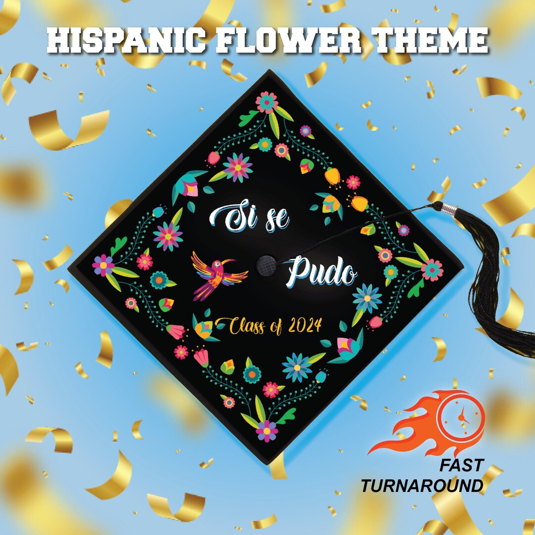 Grad Cap Topper "hispanic Flowers" Theme - Etsy