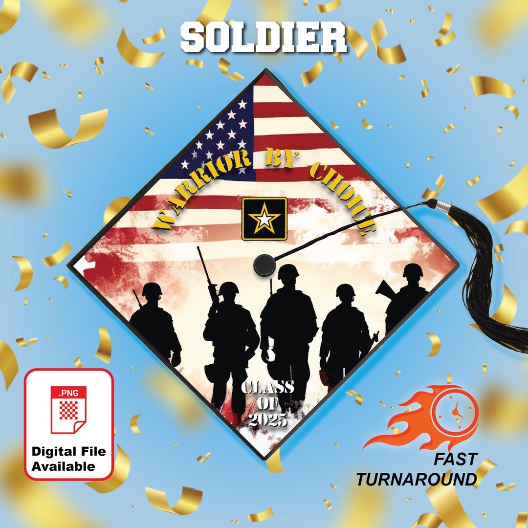 Grad Cap Topper "soldier" Theme - Etsy
