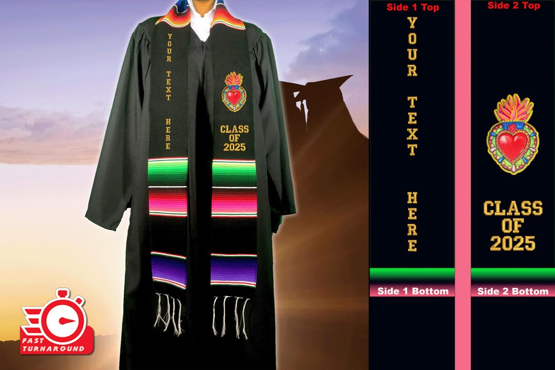 Graduation Latin Pride Sash Stole Class of 2025 "sagrado Corazon" - Etsy