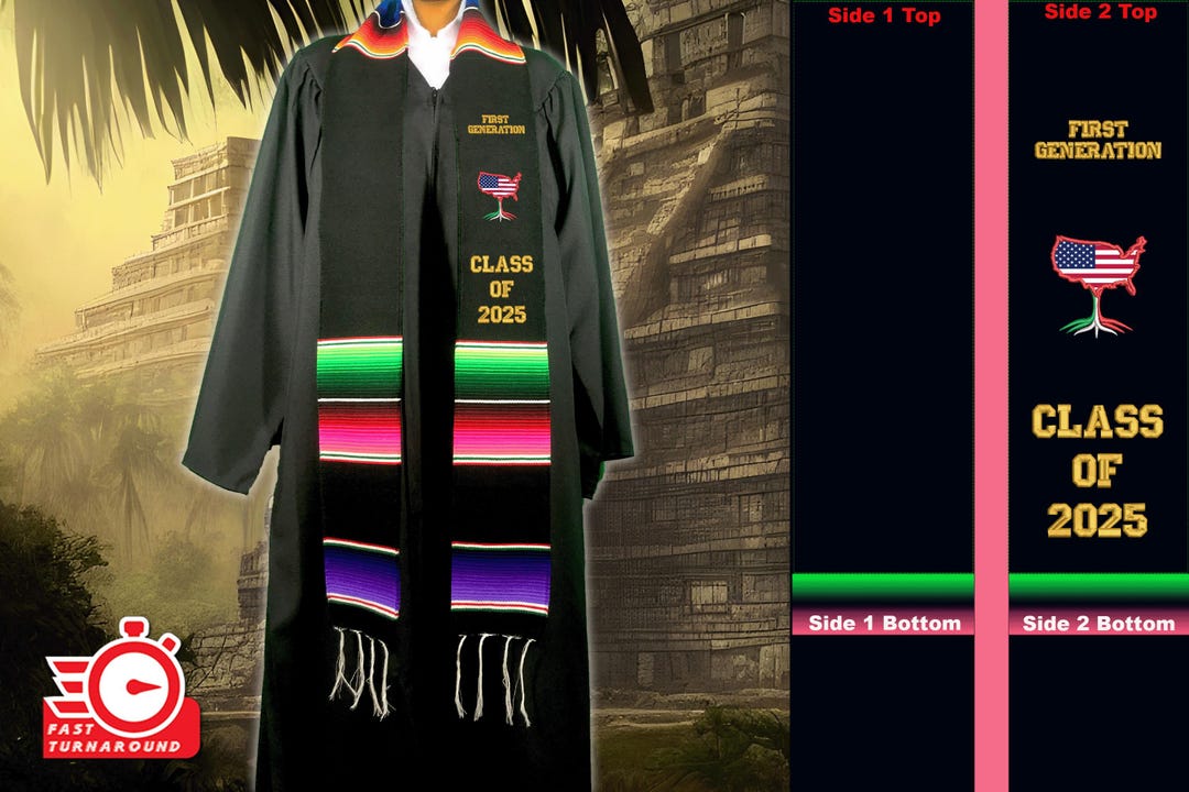Graduation Mexican Sash Stole Class of 2024 Gold Letters Mexican ...