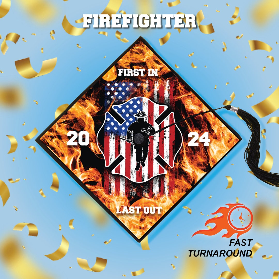 Grad Cap Topper fire Fighter Theme - Etsy