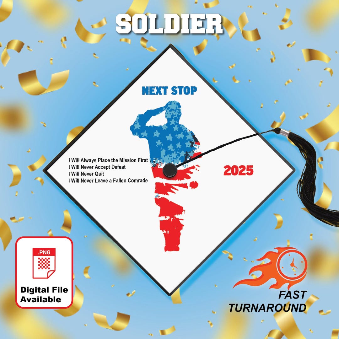 Grad Cap Topper "soldier" Theme - Etsy