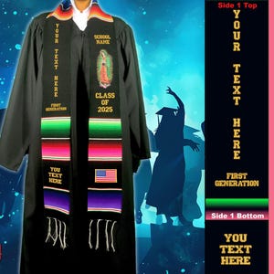 Mexican Graduation Sash Stole Class of 2025, First Generation. Black ...