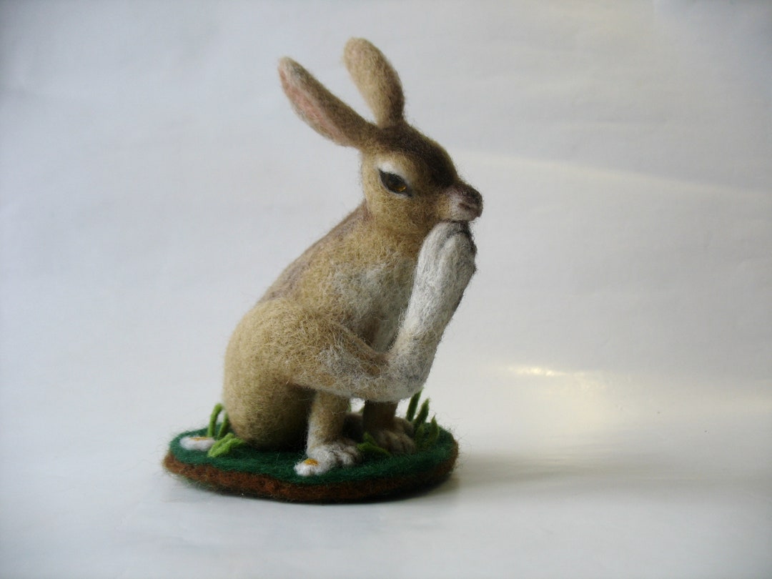 Needle Felted Realistic Forest Hare Wool Animal Figurine - Etsy
