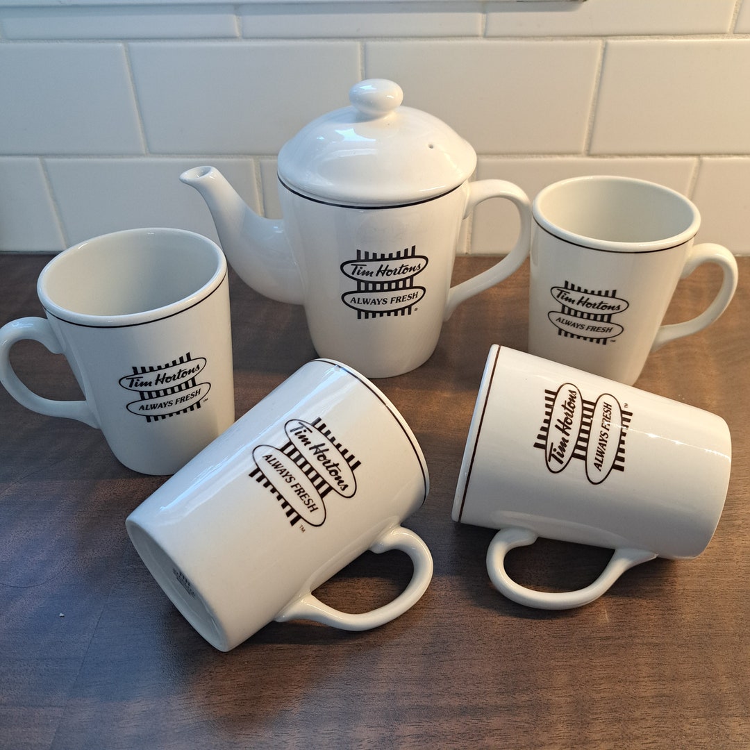 80s 90s Tim Horton's Teapot and 4 Cups/mugs Set. the Original Logo. - Etsy