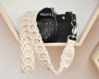 Macrame off White Camera Strap Woven Natural Cotton Rope | Etsy