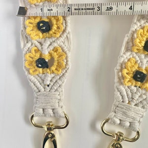 Macrame off White Camera Strap With Yellow Sunflowers Woven ...