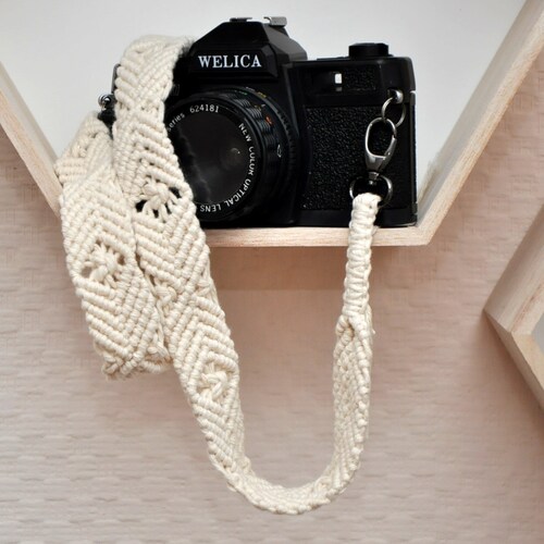 Macrame off White Camera Strap Woven Natural Cotton Rope - Etsy