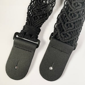Guitar Strap Macrame Black Cotton Strap for Acoustic Guitar Woven ...