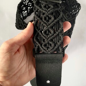 Guitar Strap Macrame Black Cotton Strap for Acoustic Guitar Woven ...