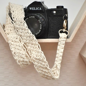 Macrame off white camera strap Woven natural cotton cord | Etsy