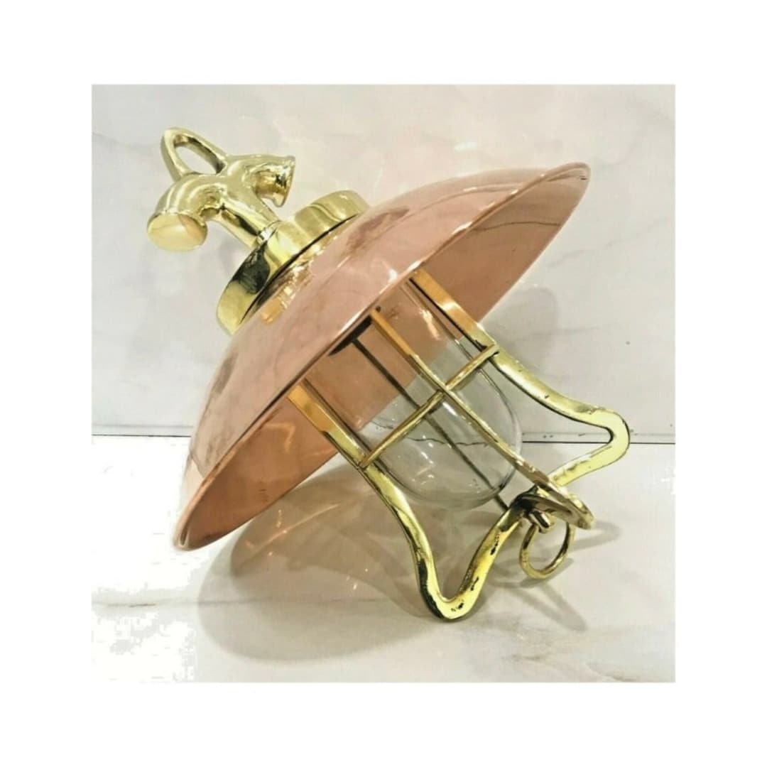 1 Piece of Nautical Style Hanging Bulkhead Brass & Copper Shade New ...