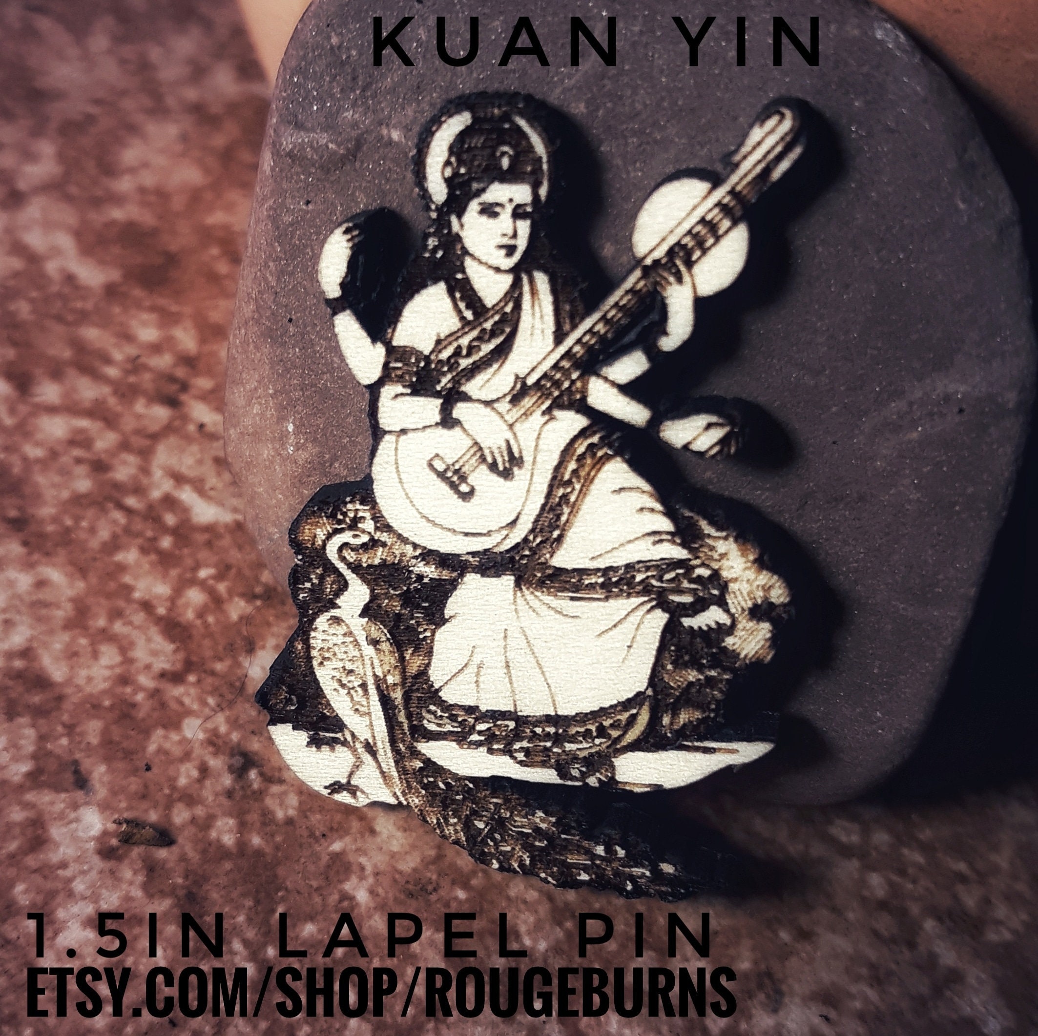 Buddhist & Hindu Gods and Goddess Series Wooden Pin / Wooden Brooch ...