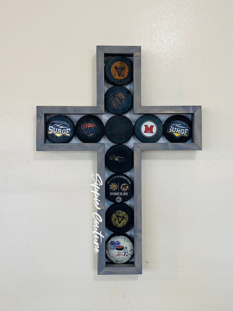 Handmade Cross Hockey Puck Display – Holds 11 Pucks - Etsy