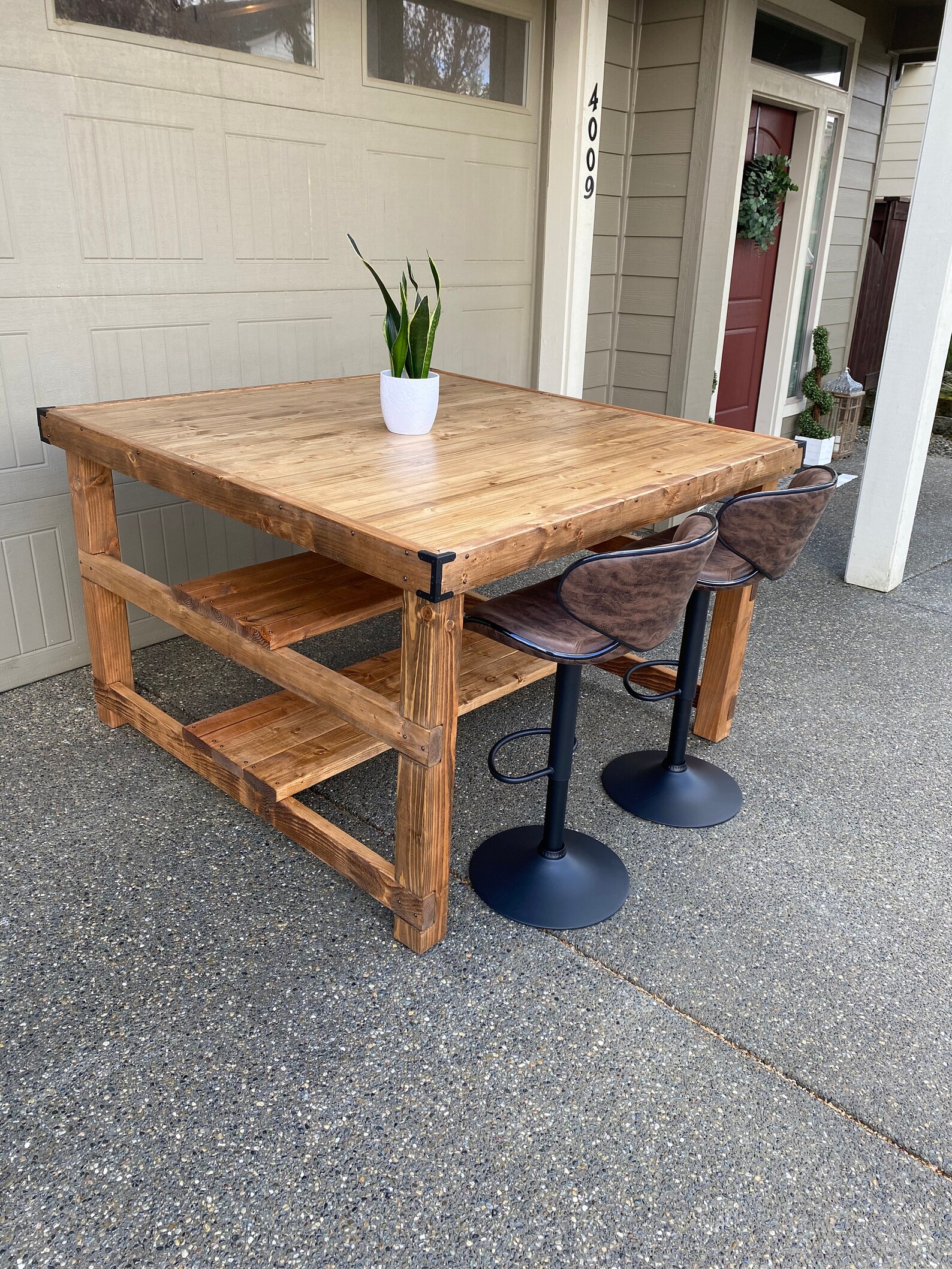 Square Table With Shelving - Etsy