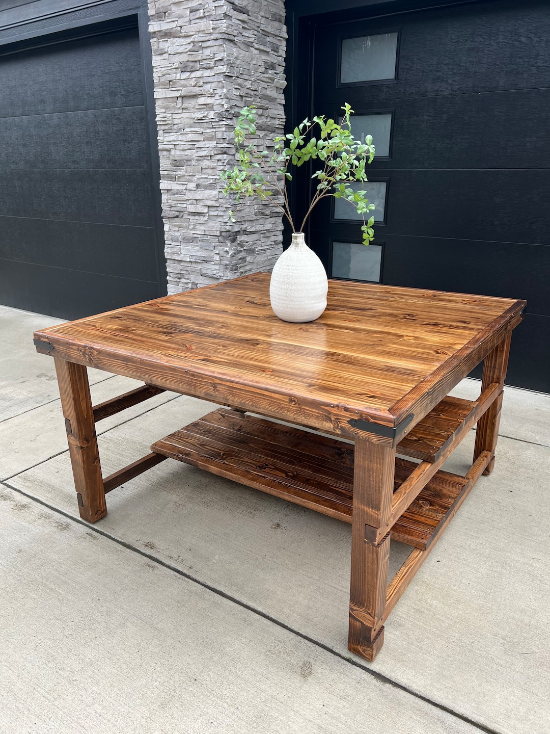 Square Table With Shelving - Etsy