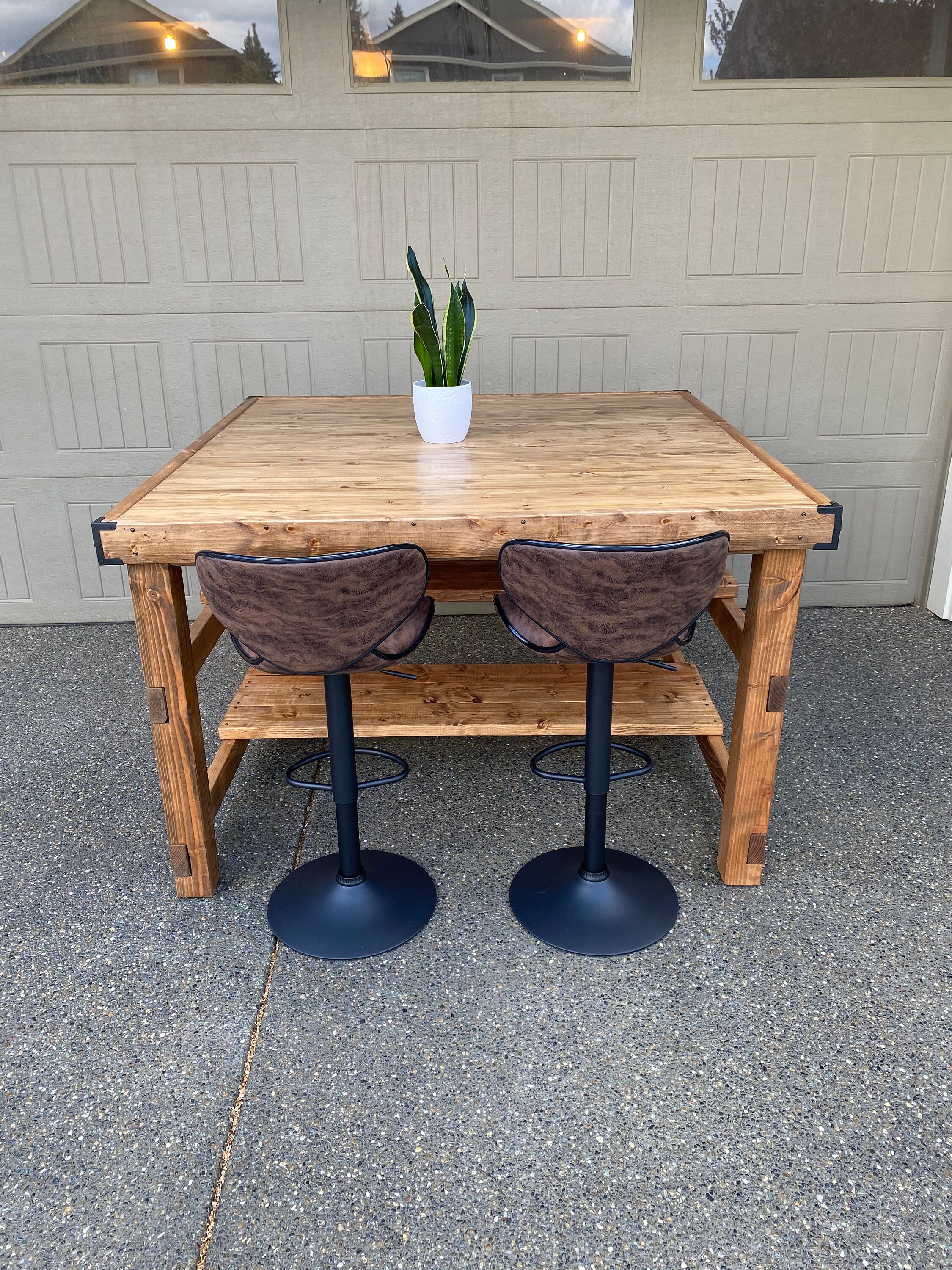 Square Table With Shelving - Etsy