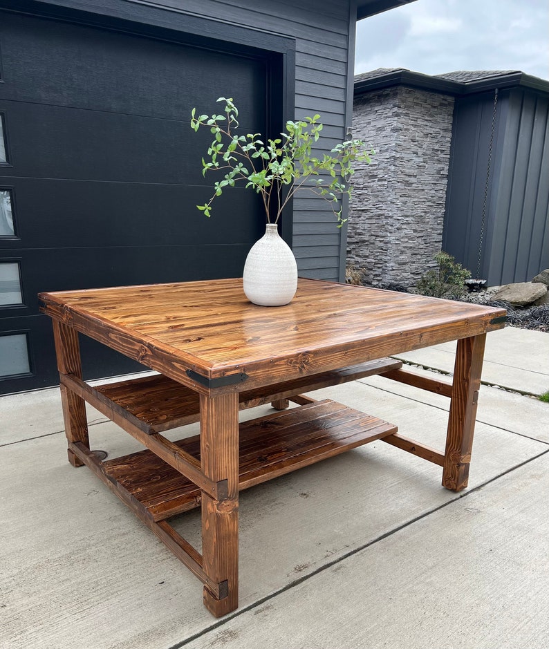 Square Table With Shelving - Etsy