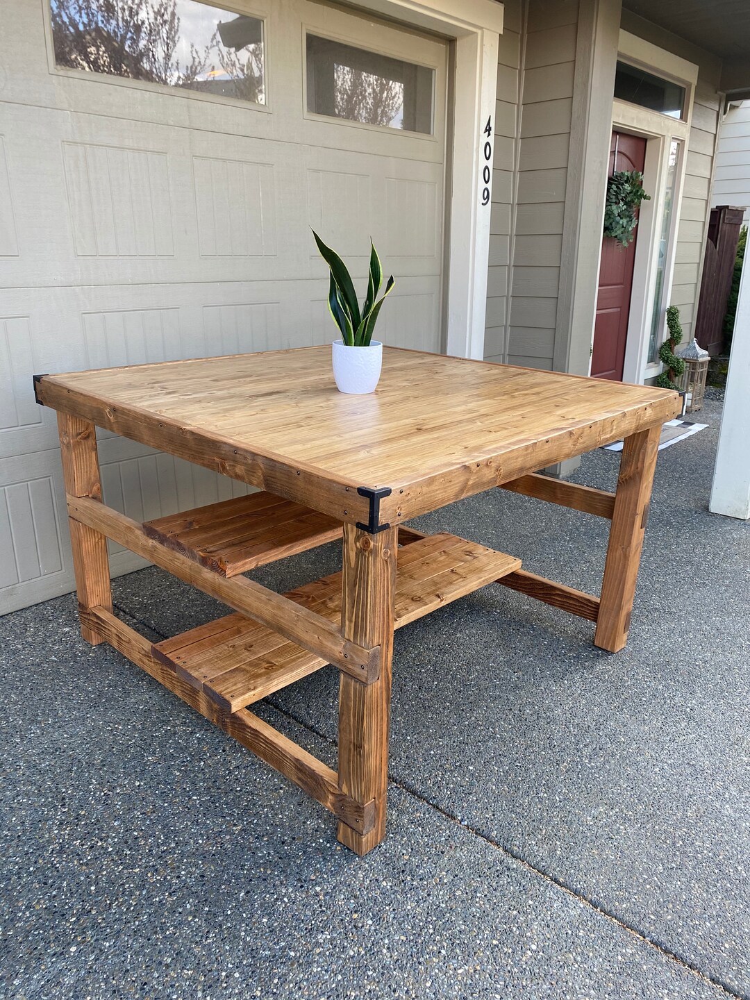 Square Table With Shelving - Etsy