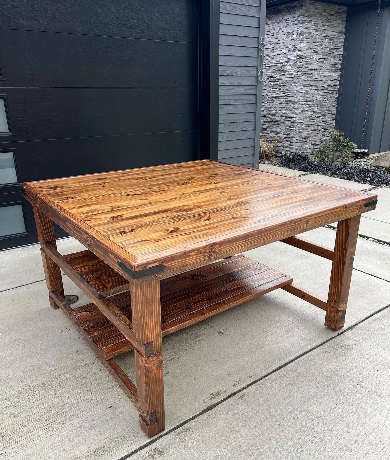 Square Table With Shelving - Etsy