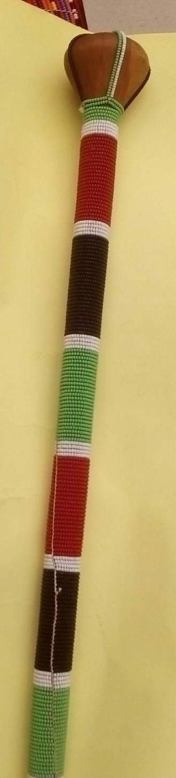 Maasai Beads Rungu Men Wood Stick Kenyan Flag Stick Kenyan | Etsy