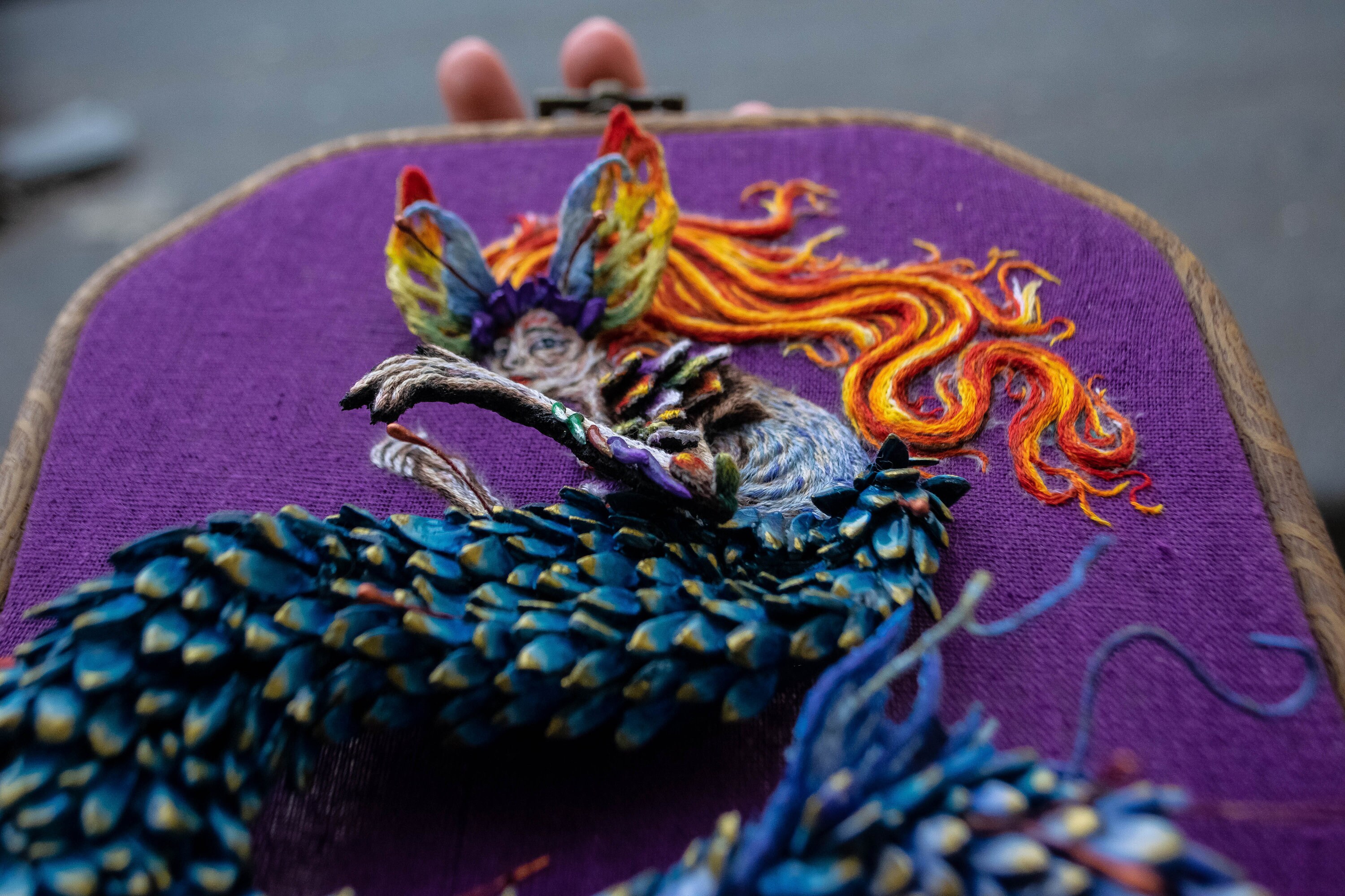 Water Sprite Hand Embroidery Hoop Mythological Creature Folklore Art ...