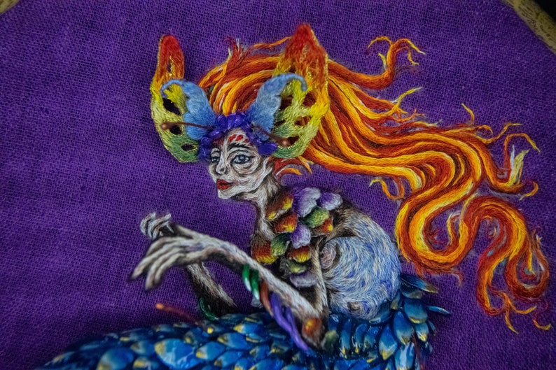 Water Sprite Hand Embroidery Hoop Mythological Creature - Etsy