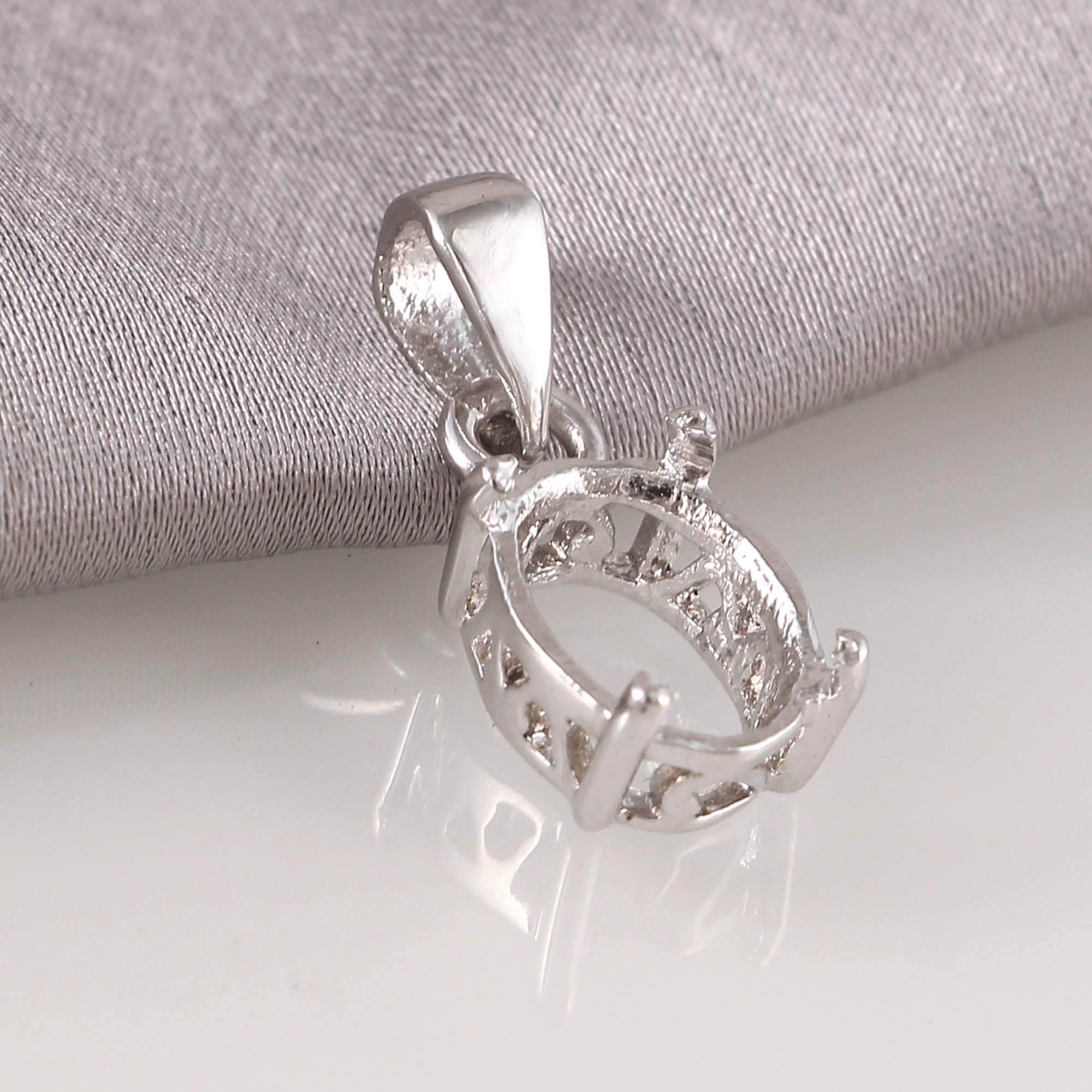 Sterling Silver Semi Mount Pendant Gemstone Setting Size 14X10, 16X12 ...