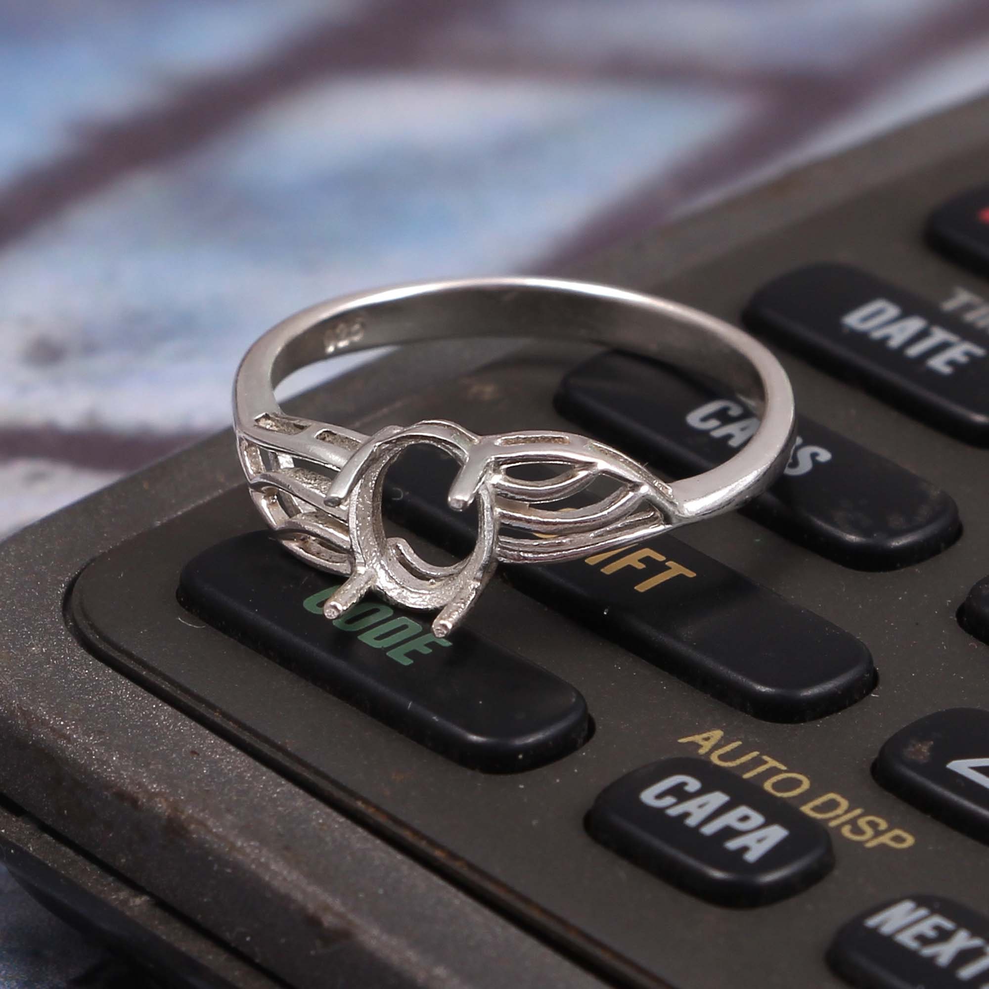 Semi Mount Ring, Setting Silver Ring, Oval Ring Setting, 7X5 MM Oval ...