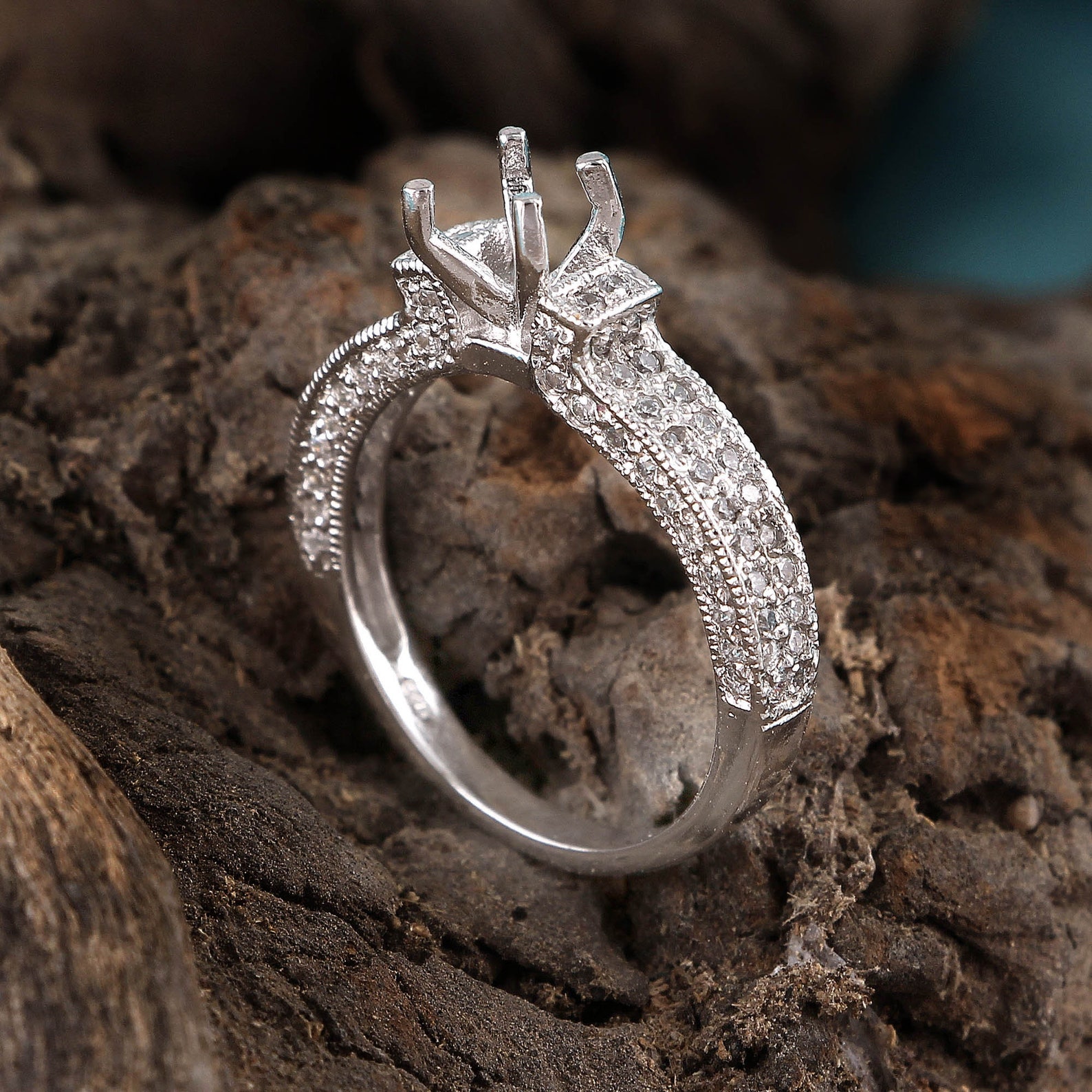 925 Sterling Silver Jewelry Semi Mount Ring Prom Setting Size 6X6 MM ...