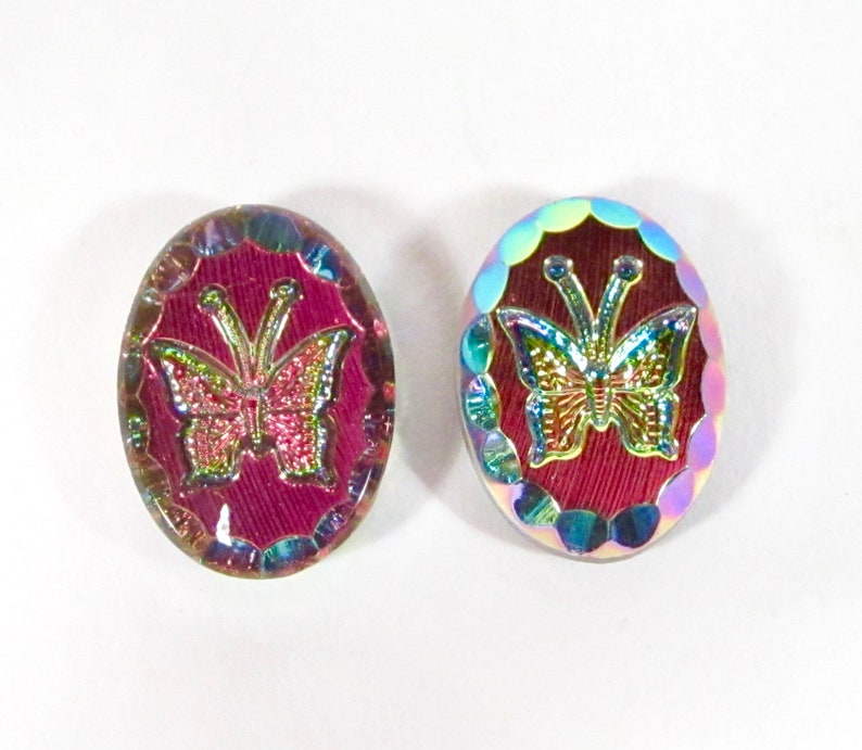 12 handmade glass stones 25x18 oval iridis volcano heliotrope | Etsy