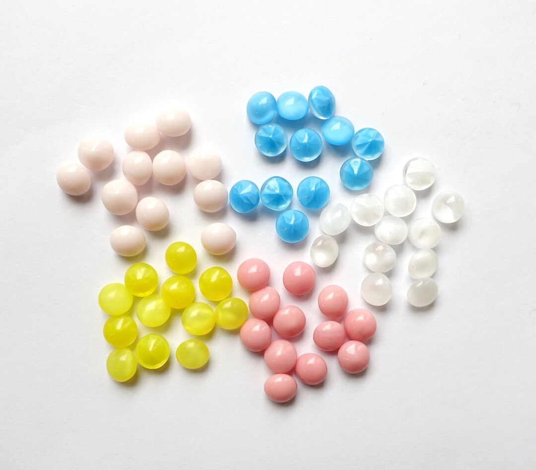 48 Gemstones Handmade Glass Stones SS30 6.5mm Round White Pink Blue ...