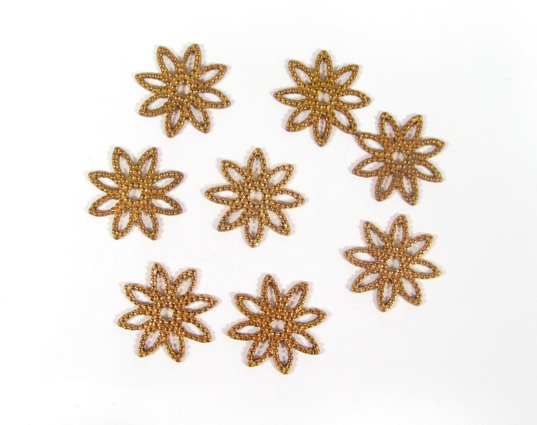 4 Flowers Filigree Tombac Brass Trim 17mm Star Sun Metal Material ...