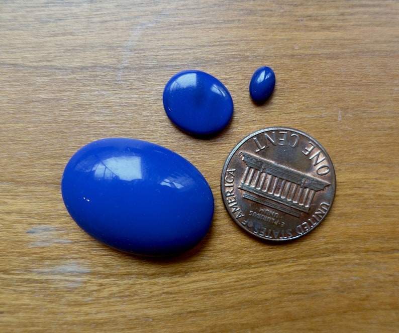 2-48 Cabochons Oval Lapis Dark Blue Blue 25x18 12x10 6x4 Handmade Glass ...