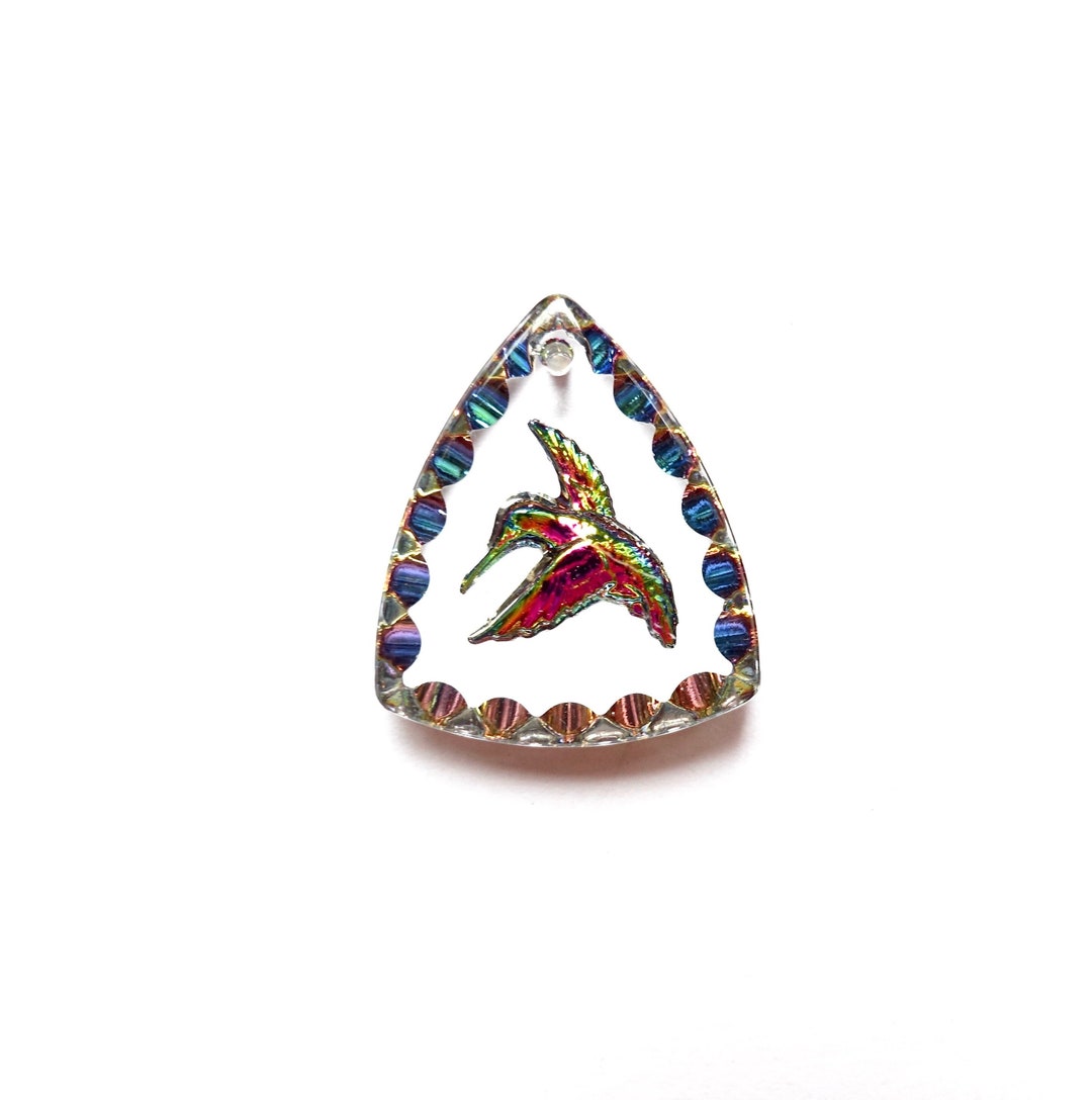 2 Pendant Hummingbird Triangle 20x17mm Handmade Glass Stones Crystal ...