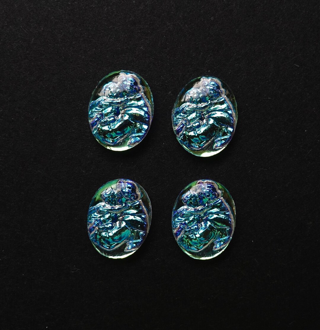 6 Cabochons St. Antnonius Handmade Glass Stones 10x8 Oval Monk Holy ...