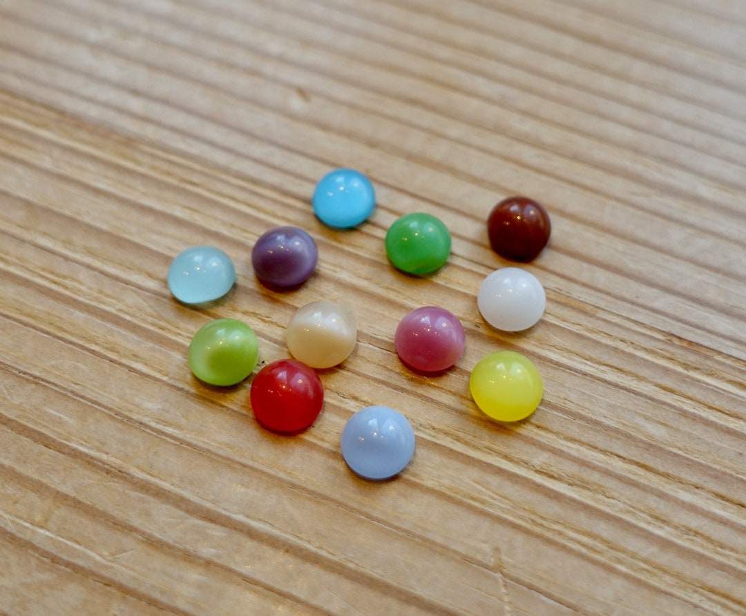 48 Handmade Glass Stones 5mm Round Cabochon Pink Blue Moonlight ...