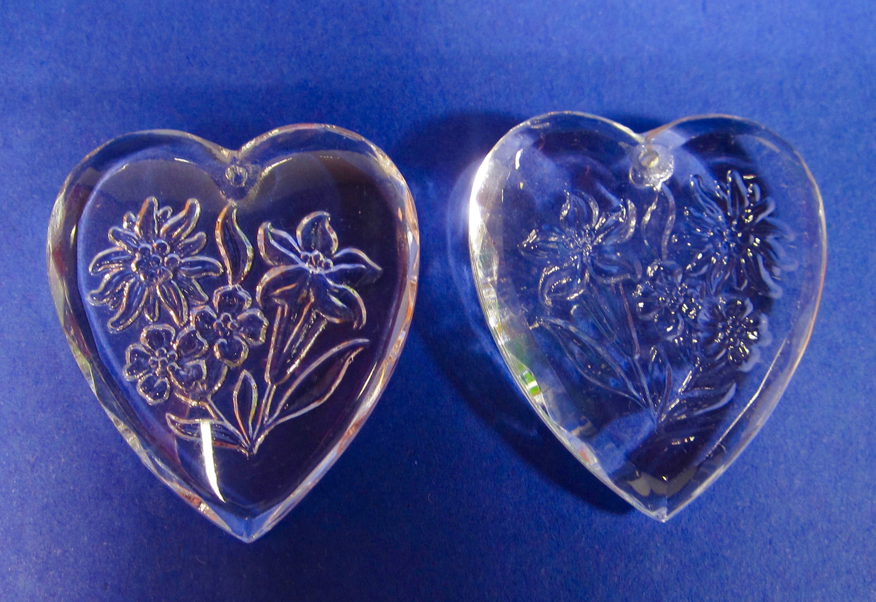 1 Handmade Glass Stone 34x30 Heart With Flowers Bouquet - Etsy