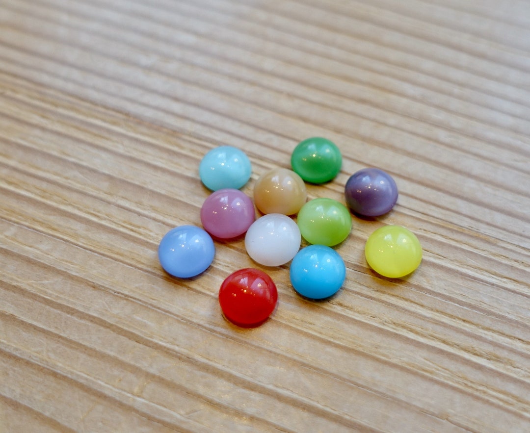 48 Handmade Glass Stones 6mm Round Cabochon Pink Blue Moonlight ...