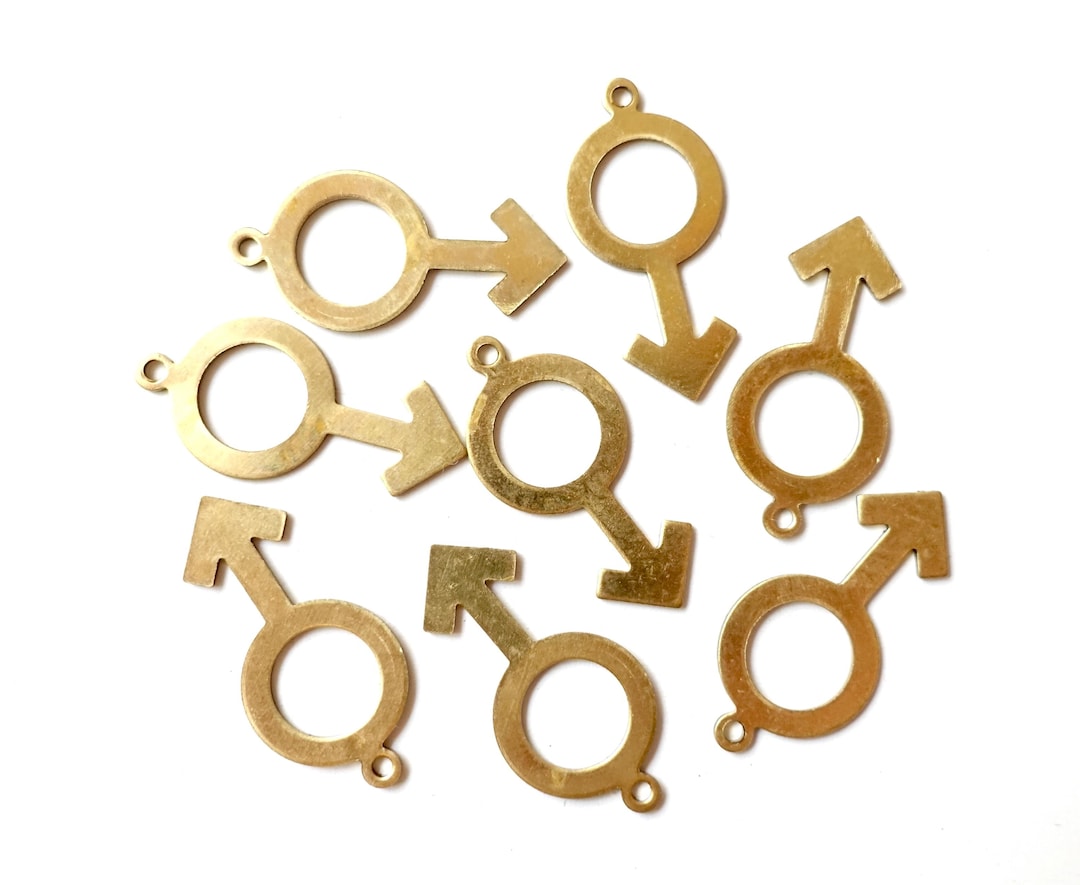 4 Pendants Brass Gold Charms Mars Symbol Male Men Mars Arrow 26x12mm ...