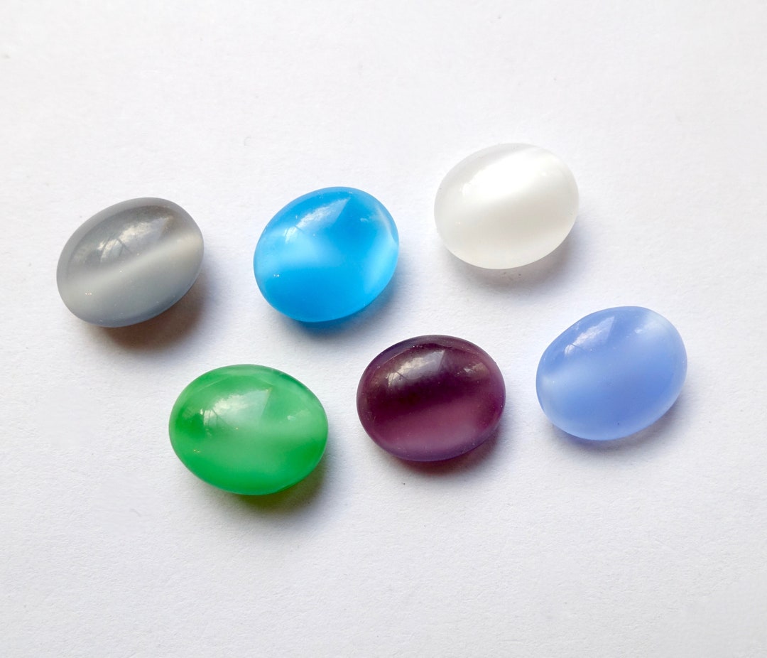 12 Gemstones 12x10mm Oval Handmade Glass Stones Colorful Moonlight ...