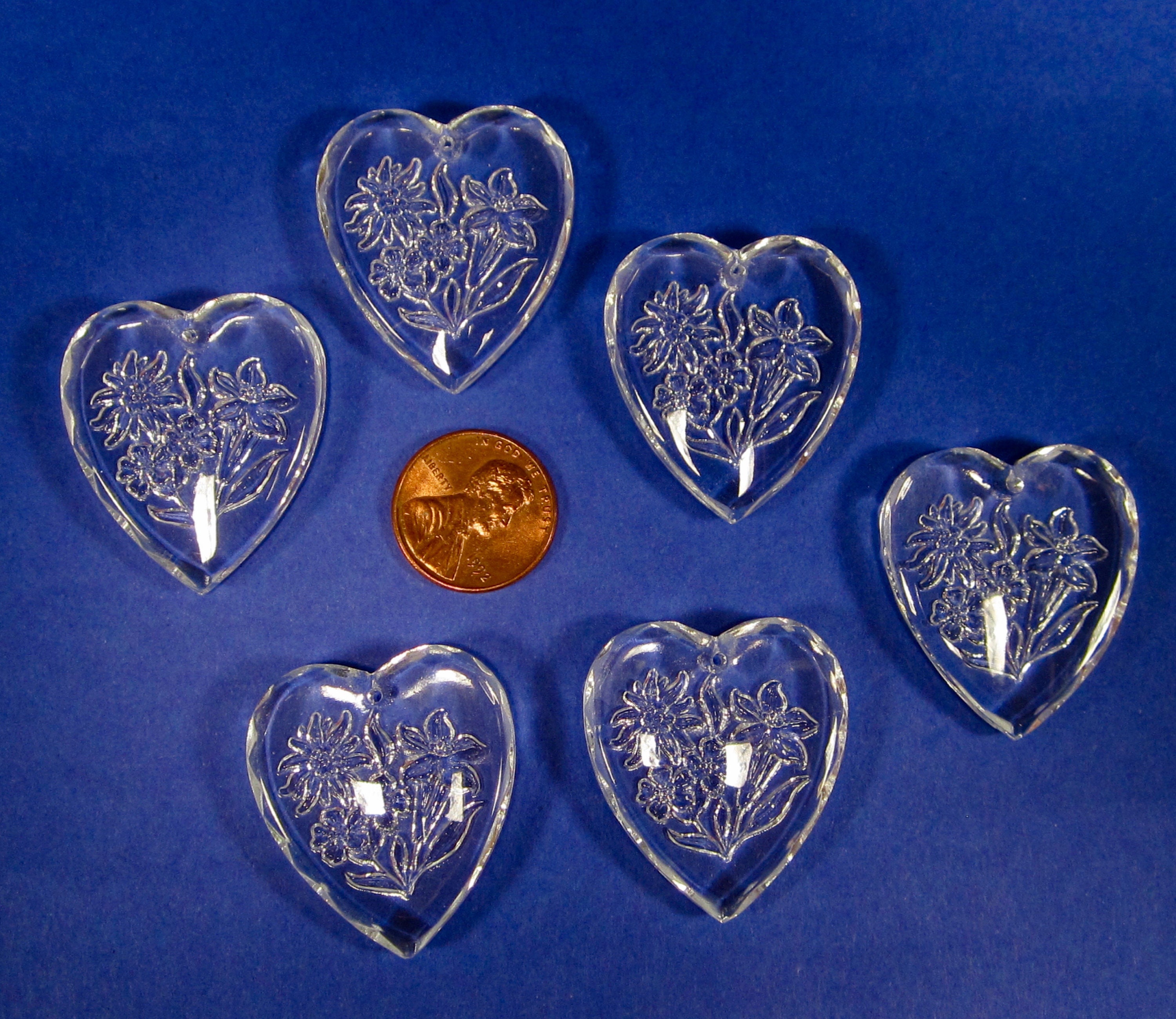 1 Handmade Glass Stone 34x30 Heart With Flowers Bouquet - Etsy