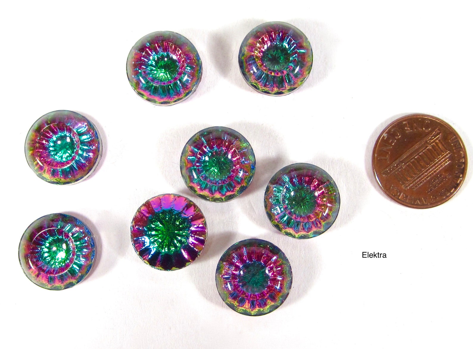 2 Gemstones Handmade Glass Stones Around 15mm Colored Green Pink Blue ...