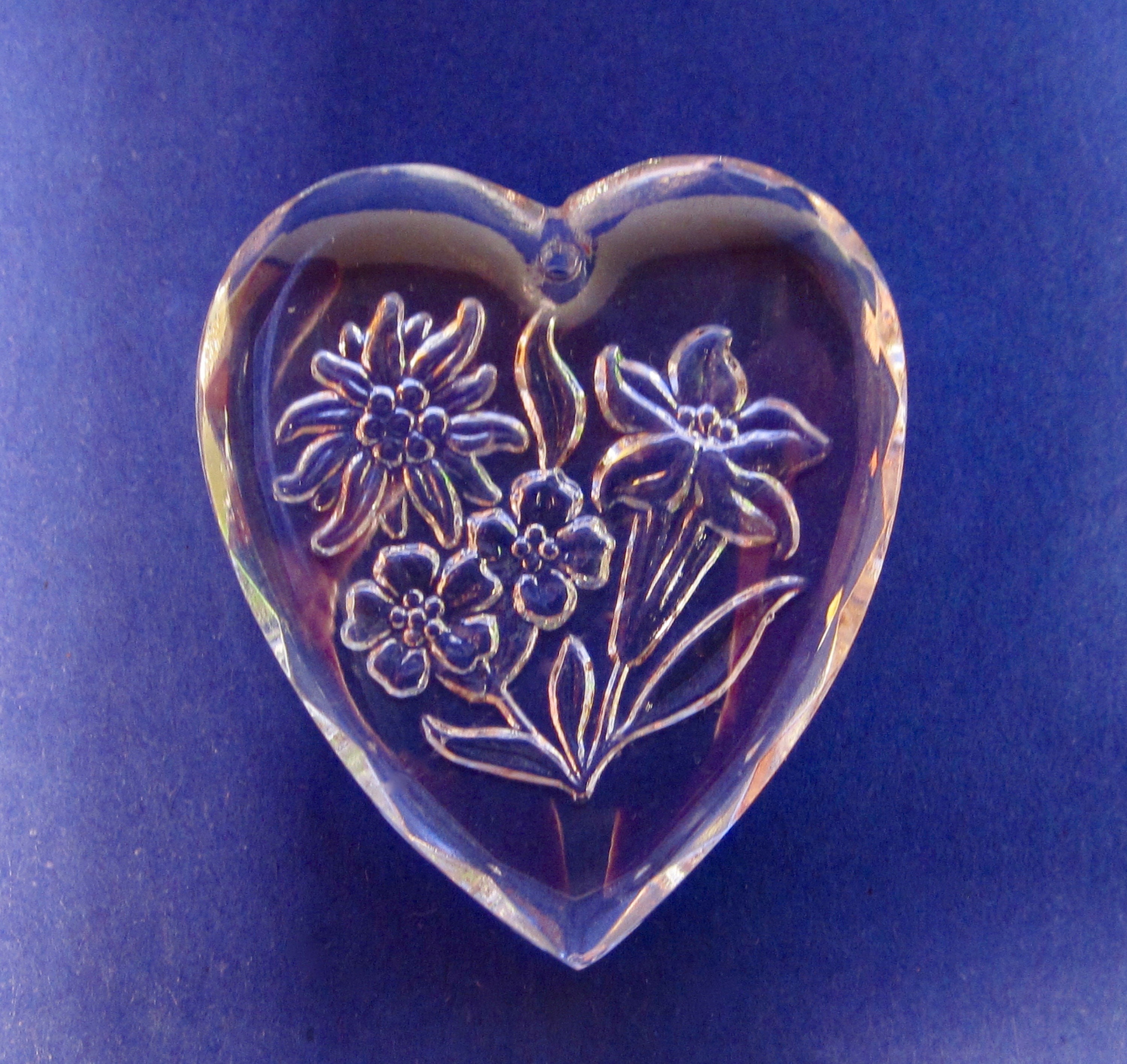 1 Handmade Glass Stone 34x30 Heart With Flowers Bouquet - Etsy