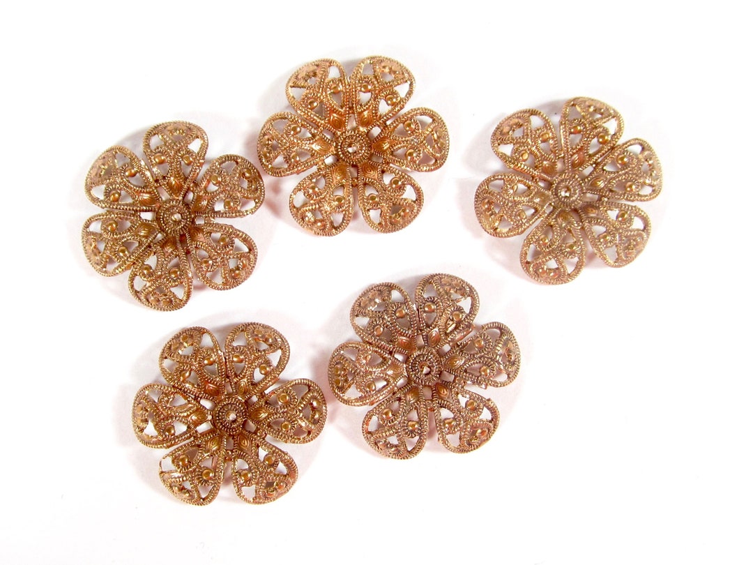 4 flowers filigree tombac brass trim 22 mm flowers metal material ...